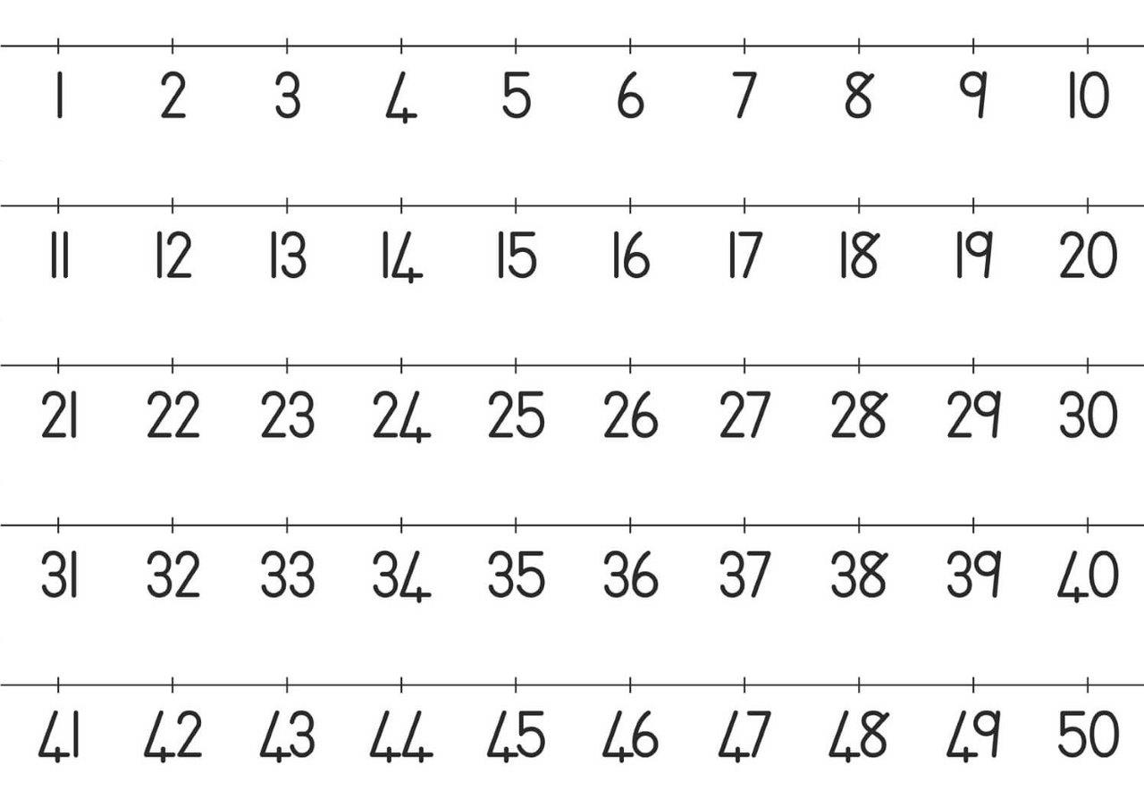 Printable Number Line 1 50 Printable Number Line 1 50